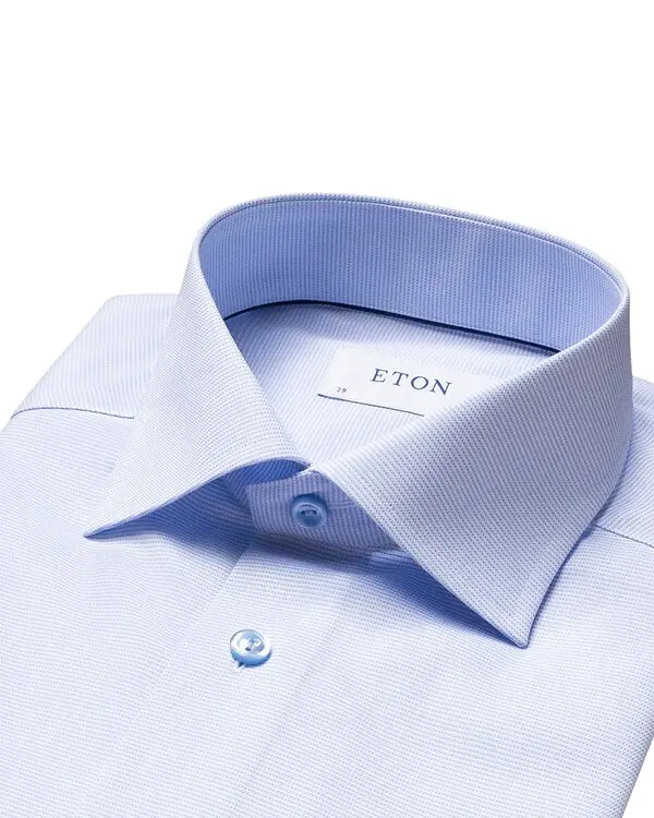 Eton Slim Fit Textured Dress Shirt - Blue