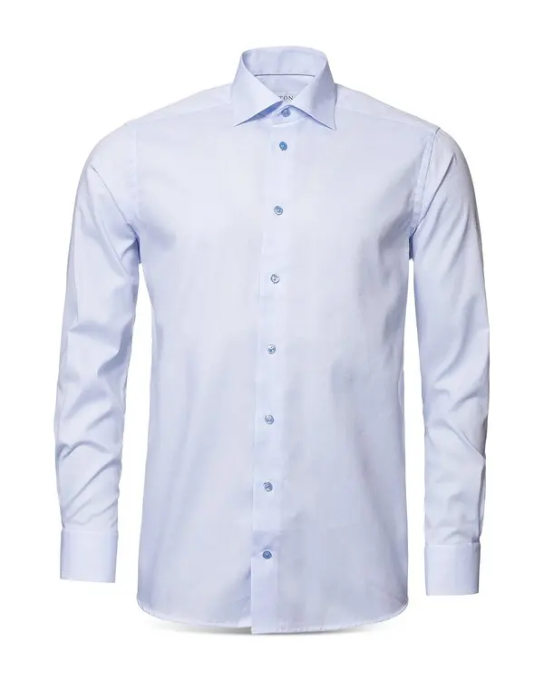 Eton Slim Fit Textured Dress Shirt - Blue