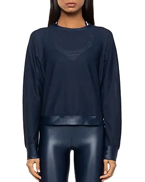 Koral Sofia Mesh Long-sleeve Pullover Top