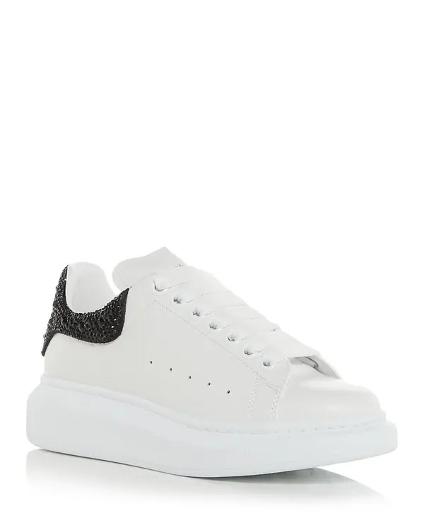 Alexander McQueen Oversized Sneakers With Crystal Embellished Heel - White/black
