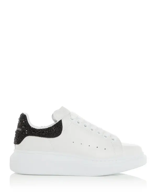Alexander McQueen Oversized Sneakers With Crystal Embellished Heel - White/black