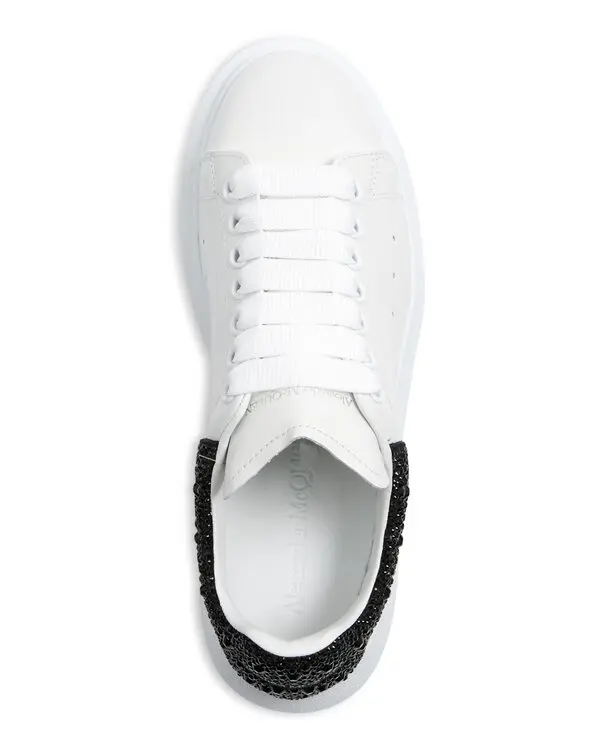 Alexander McQueen Oversized Sneakers With Crystal Embellished Heel - White/black