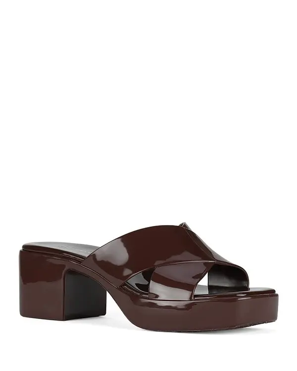 Jeffrey Campbell Platform High Heel Slide Sandals - Chocolate Shiny