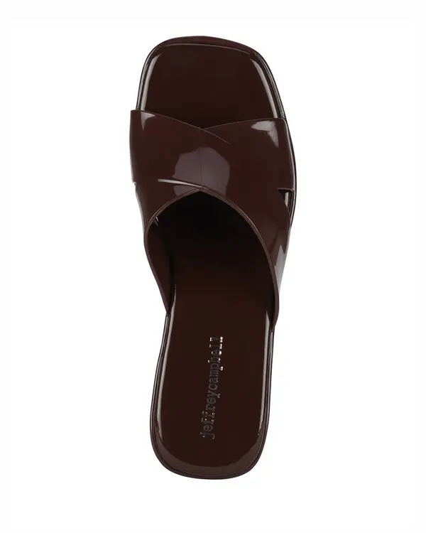 Jeffrey Campbell Platform High Heel Slide Sandals - Chocolate Shiny