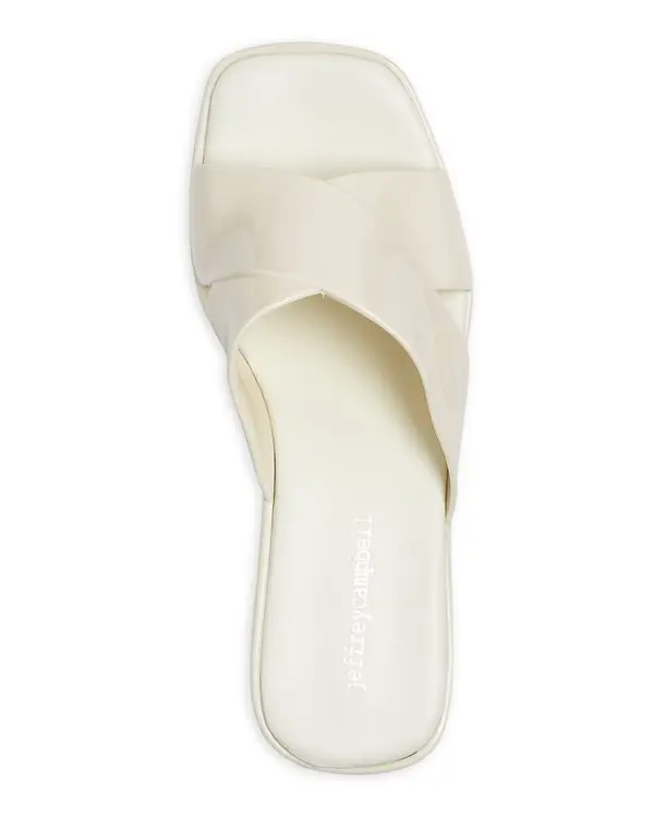 Jeffrey Campbell Platform High Heel Slide Sandals - Cream Shiny