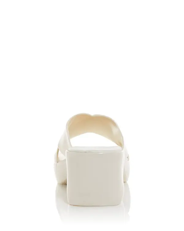 Jeffrey Campbell Platform High Heel Slide Sandals - Cream Shiny