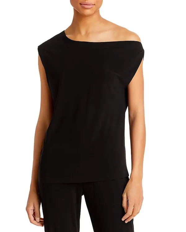 Norma Kamali Drop Shoulder Asymmetric Top - Black