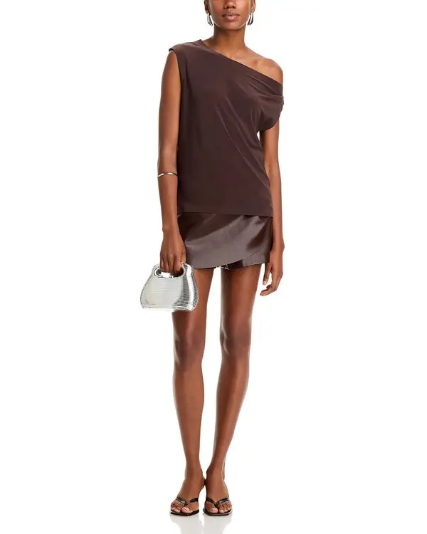 Norma Kamali Drop Shoulder Asymmetric Top - Chocolate