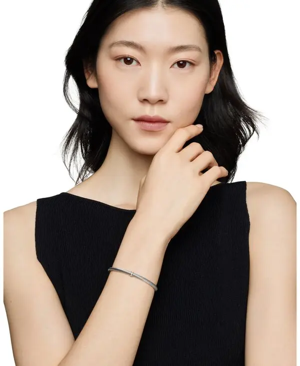 David Yurman Classic Cable Station Bracelet - White/silver