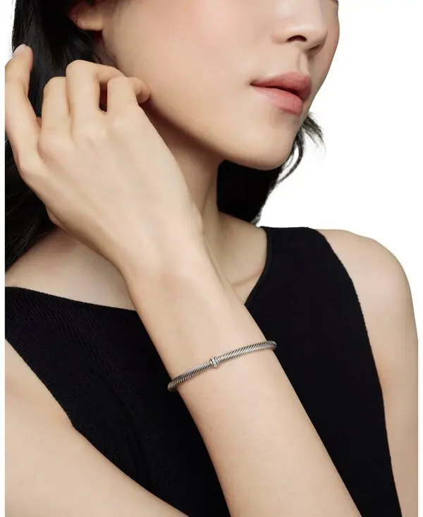 David Yurman Classic Cable Station Bracelet - White/silver
