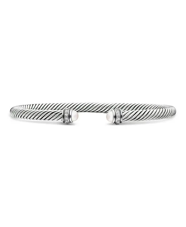 David Yurman Cable Classic Bracelet With Pearl And Diamond - Freshwater Pearl