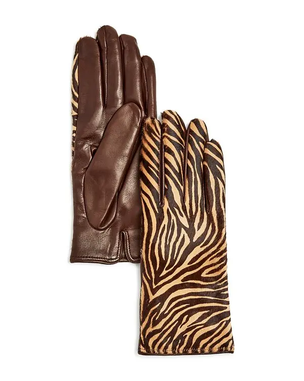 Bloomingdale'S Calf Hair Lined Gloves - Zebra Pony