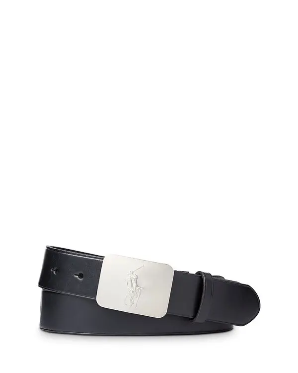 Polo Ralph Lauren Pony Plaque Leather Belt - Black