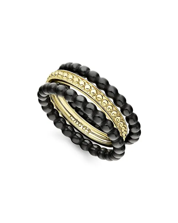 Lagos Meridian Stacking Rings Set Of 3 - Black/gold