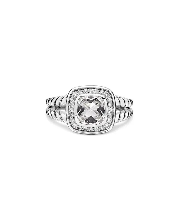 David Yurman Petite Albion Ring With Topaz And Diamond - White Topaz