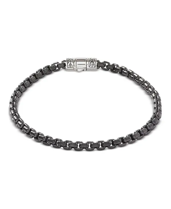 John Hardy Sterling Silver Black Box Chain Bracelet, 4mm - Silver/black