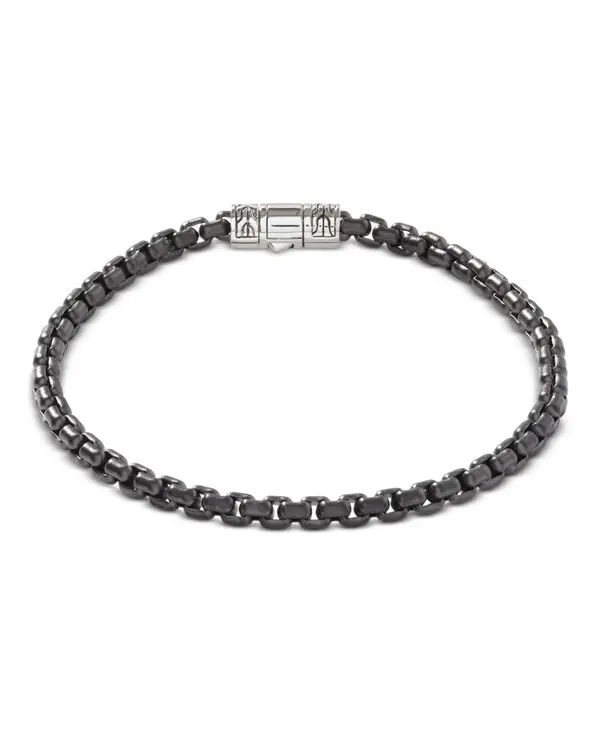 John Hardy Sterling Silver Black Box Chain Bracelet, 4mm - Silver/black