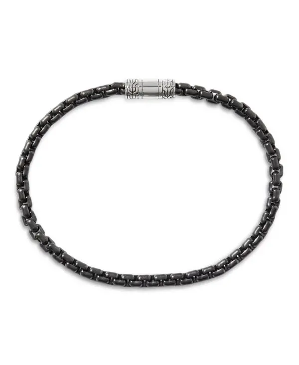 John Hardy Sterling Silver Black Box Chain Bracelet, 4mm - Silver/black