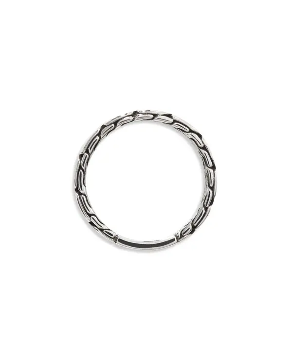 John Hardy Sterling Carved Chain Band Ring - Silver