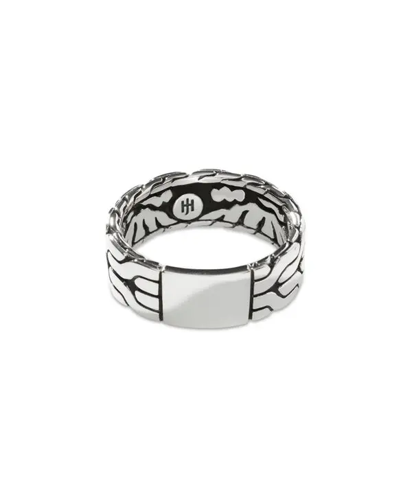 John Hardy Sterling Carved Chain Band Ring - Silver
