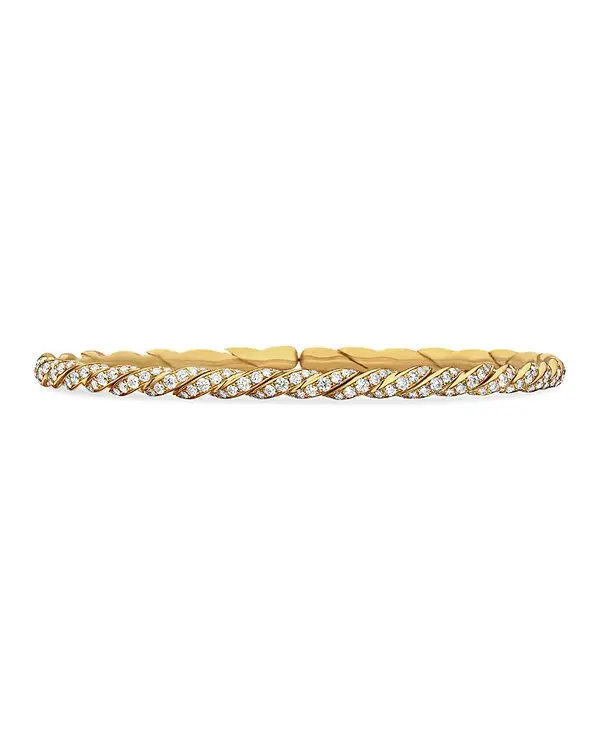 David Yurman 18k Yellow Sculpted Cable Flex Bracelet With Diamonds - Gold