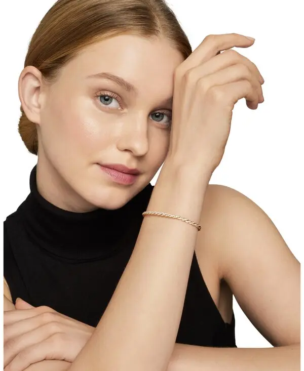 David Yurman 18k Yellow Sculpted Cable Flex Bracelet With Diamonds - Gold