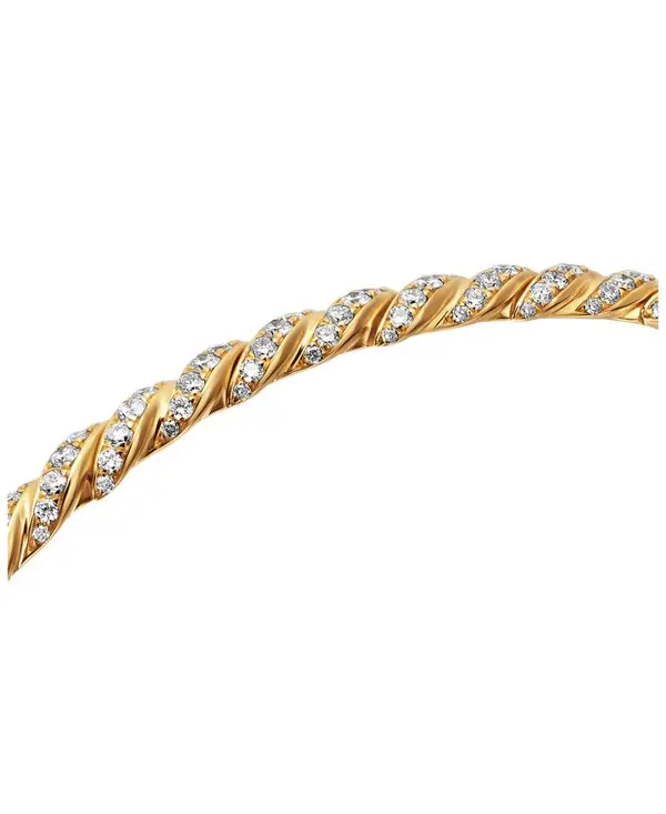 David Yurman 18k Yellow Sculpted Cable Flex Bracelet With Diamonds - Gold