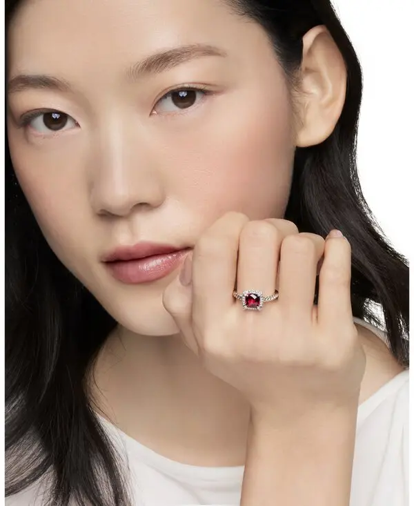 David Yurman Petite Chatelaine Ring With And Diamonds - Garnet