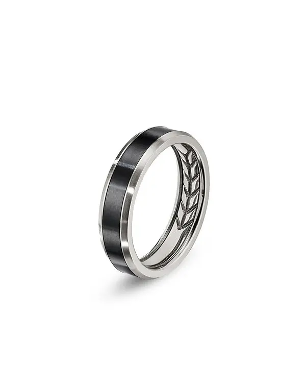 David Yurman Titanium 6mm Beveled Band - Black/gray