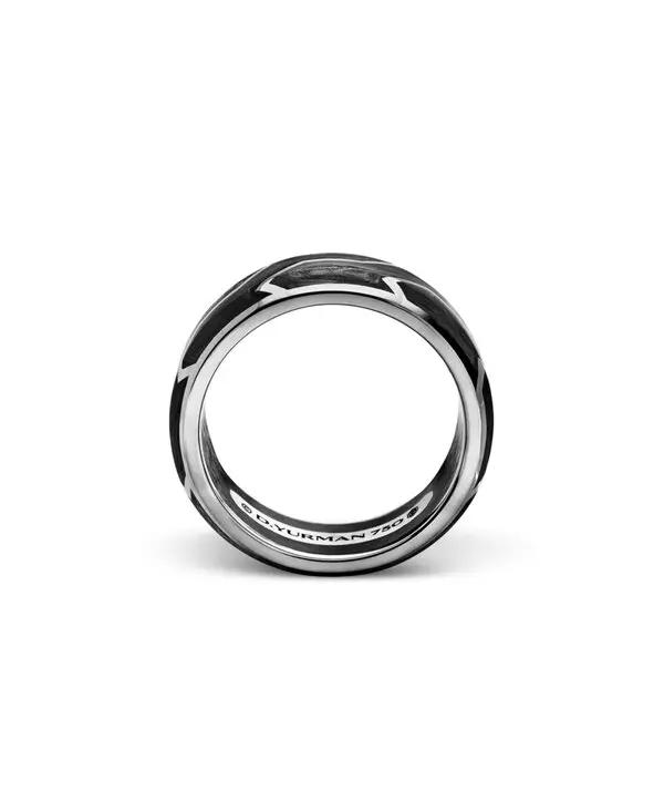 David Yurman 18k White Gold & Forged Carbon Band