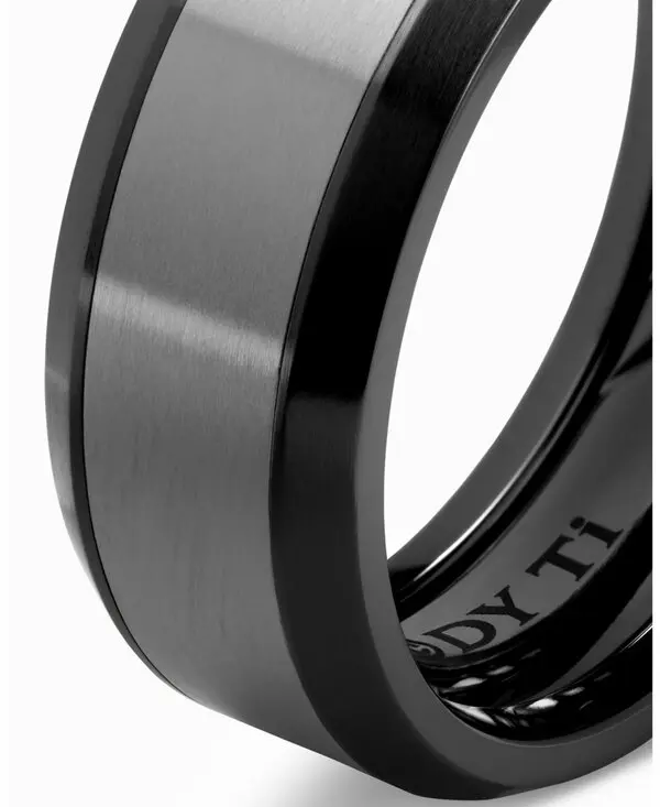 David Yurman Titanium Beveled Band Mm - Black/gray