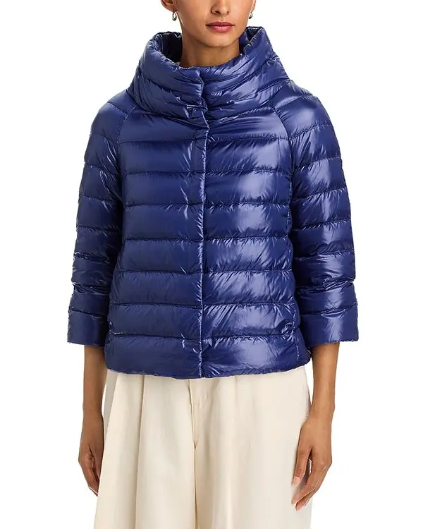 Herno Sofia Iconico Cropped Puffer Coat - Electric Blue