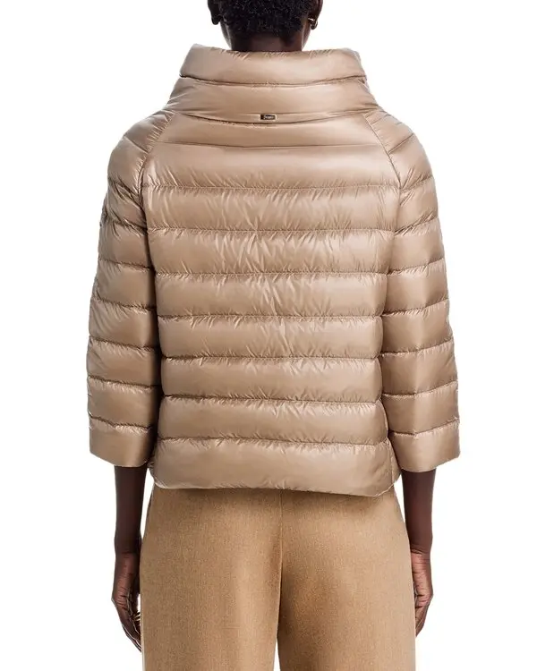 Herno Sofia Iconico Cropped Down Puffer Coat - Taupe
