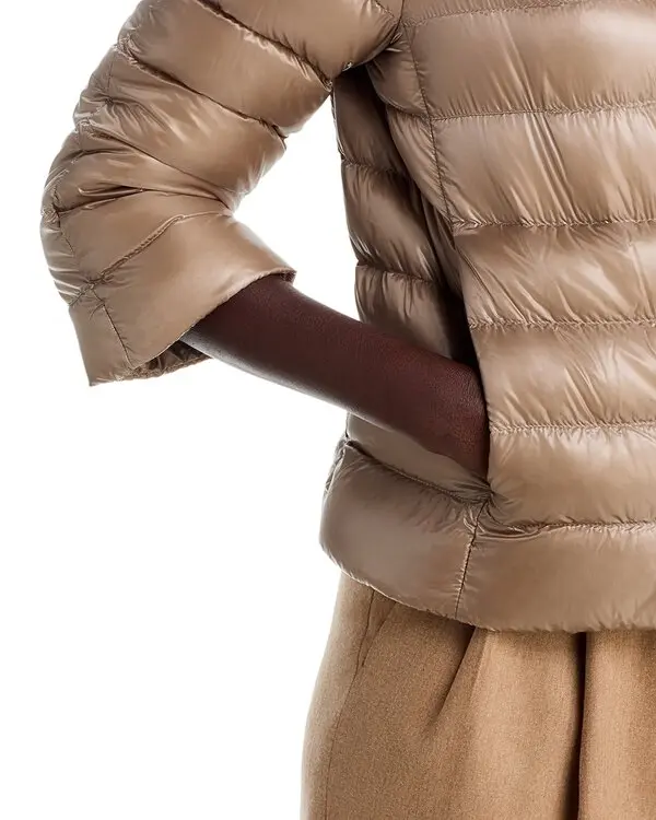 Herno Sofia Iconico Cropped Down Puffer Coat - Taupe