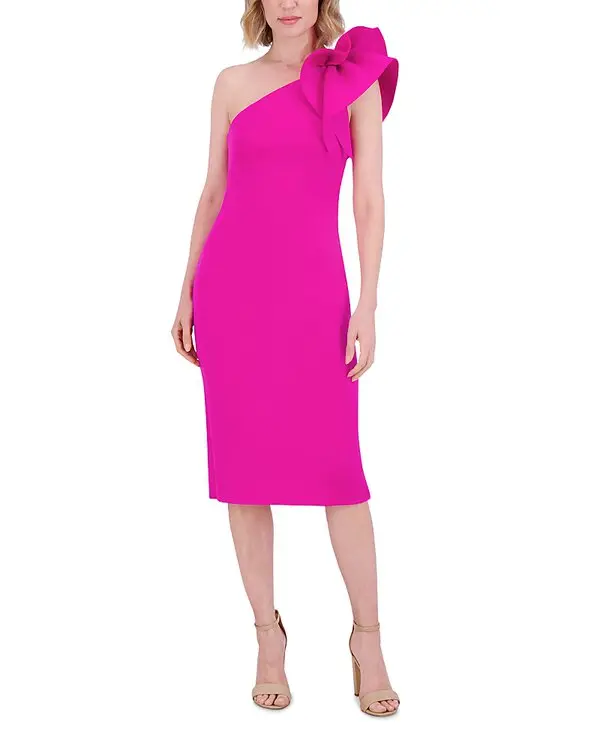 Buy Eliza J One-shoulder Knee Length Dress - Fuchsia At 40% Off |  Editorialist