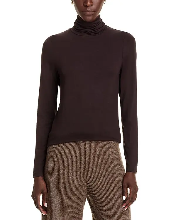 Majestic Filatures Soft Touch Long Sleeve Turtleneck - Chocolate Mousse