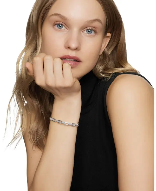 David Yurman Sterling Silver Stax Link Bracelet With Diamonds