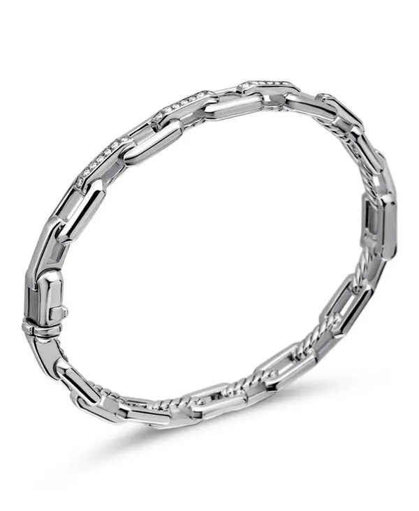 David Yurman Sterling Silver Stax Link Bracelet With Diamonds