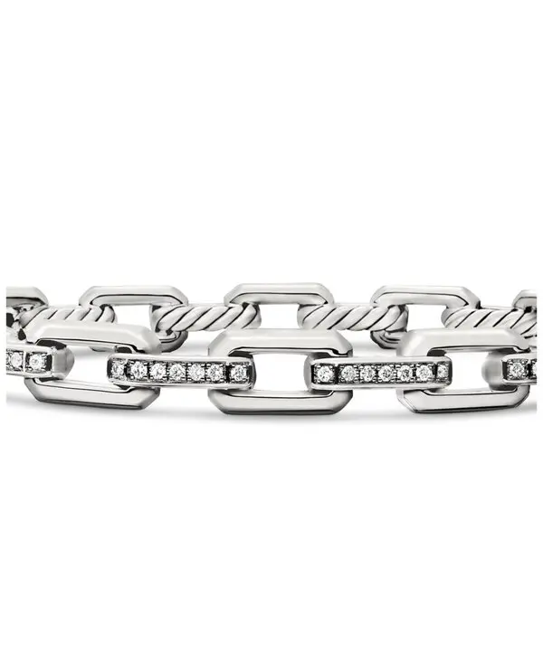 David Yurman Sterling Silver Stax Link Bracelet With Diamonds