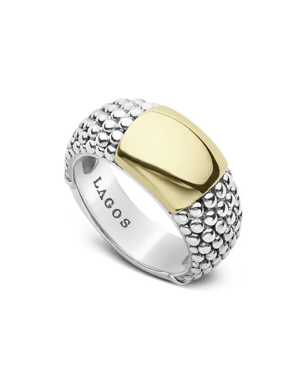 Lagos 18k Yellow Gold & Sterling Silver Bar Ring