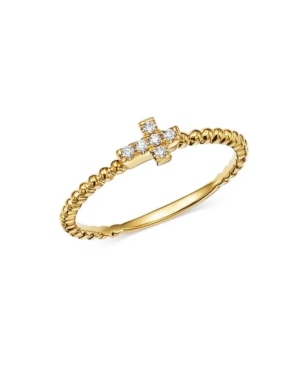Bloomingdale'S Diamond Cross Band In 14k Yellow Gold - White/gold