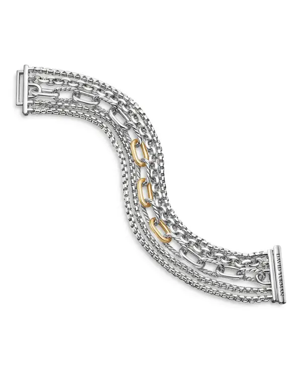 David Yurman Sterling Silver And 18k Yellow Gold Chain Bracelet - Gold/silver