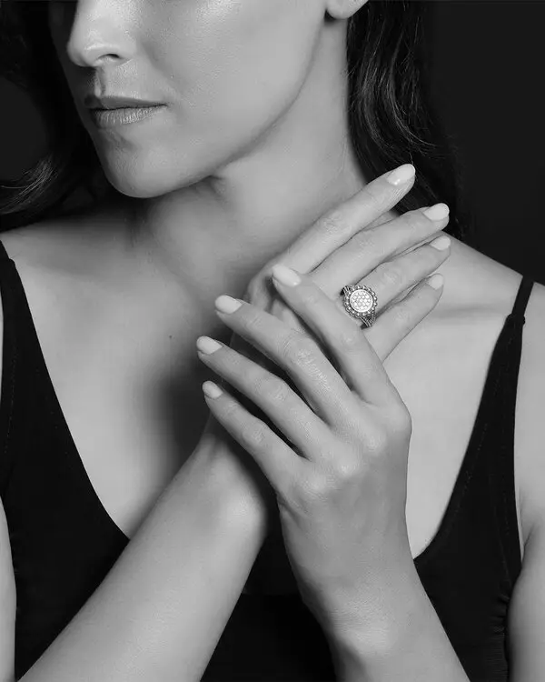 Lagos Sterling Silver Caviar Spark Diamond Ring