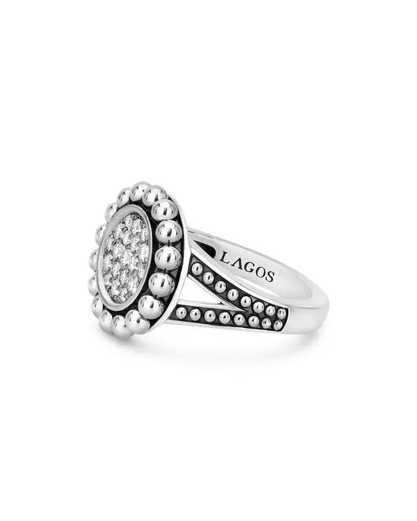 Lagos Sterling Silver Caviar Spark Diamond Ring
