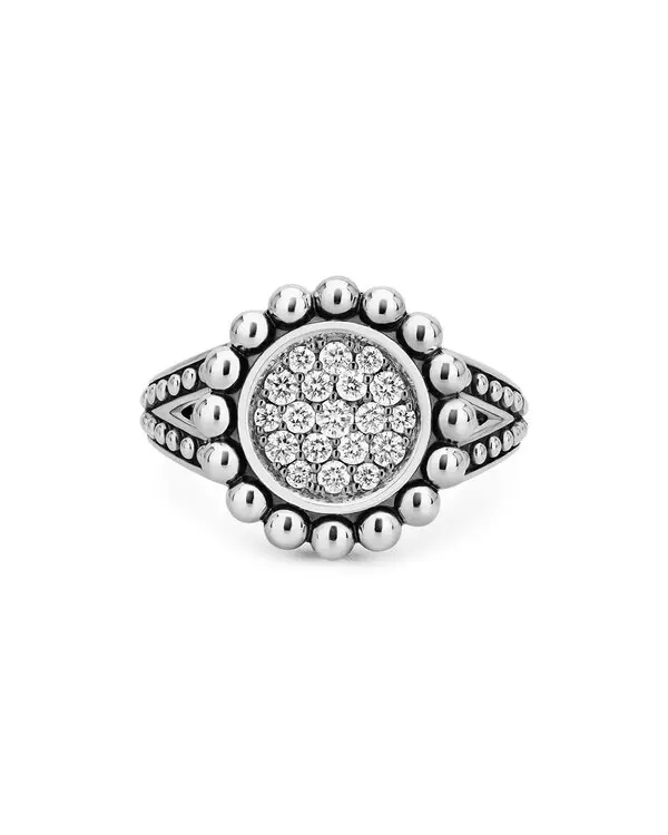 Lagos Sterling Silver Caviar Spark Diamond Ring