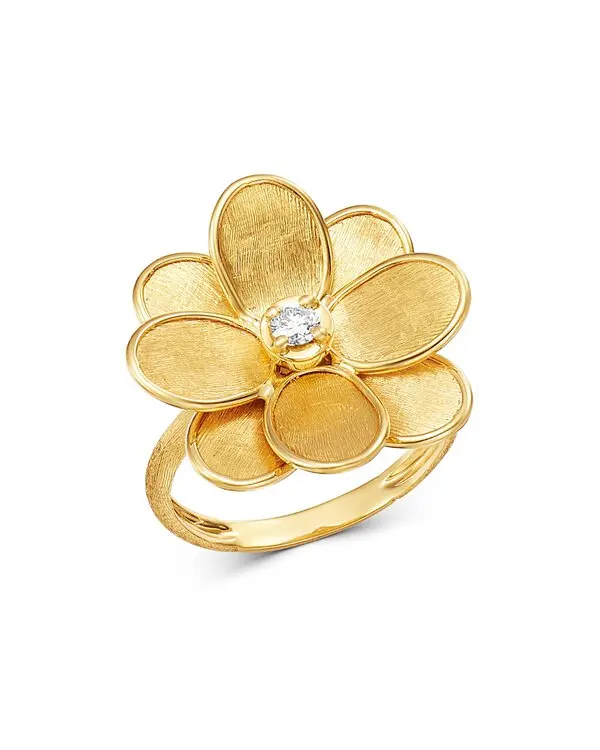 Marco Bicego 18k Yellow Gold Petali Diamond Flower Ring - White/gold