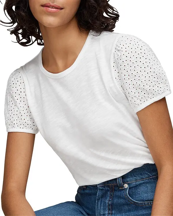 Whistles Broderie Puff-sleeve Tee