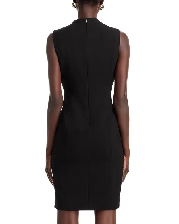 T Tahari Tonya Pleated Sleeveless V-neck Sheath Dress - Black