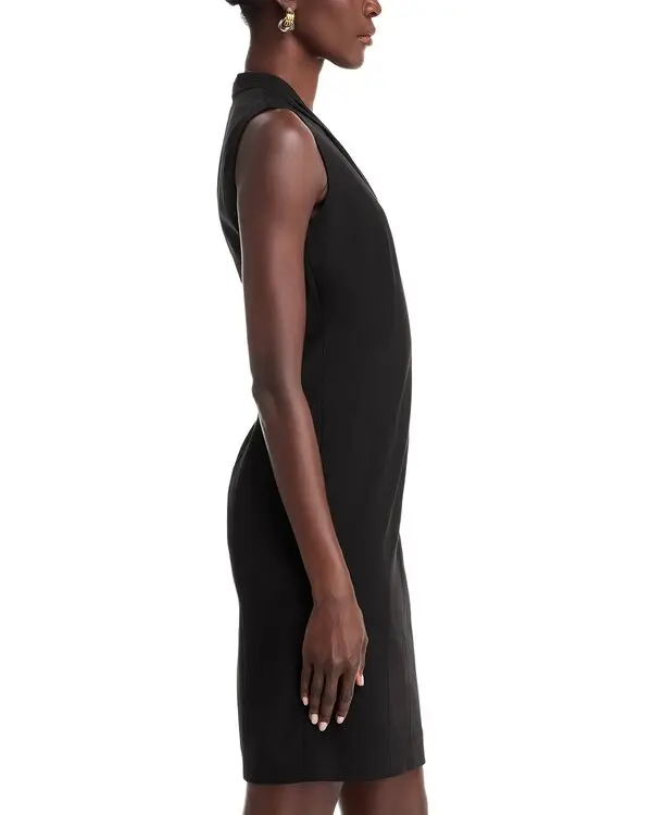 T Tahari Tonya Pleated Sleeveless V-neck Sheath Dress - Black
