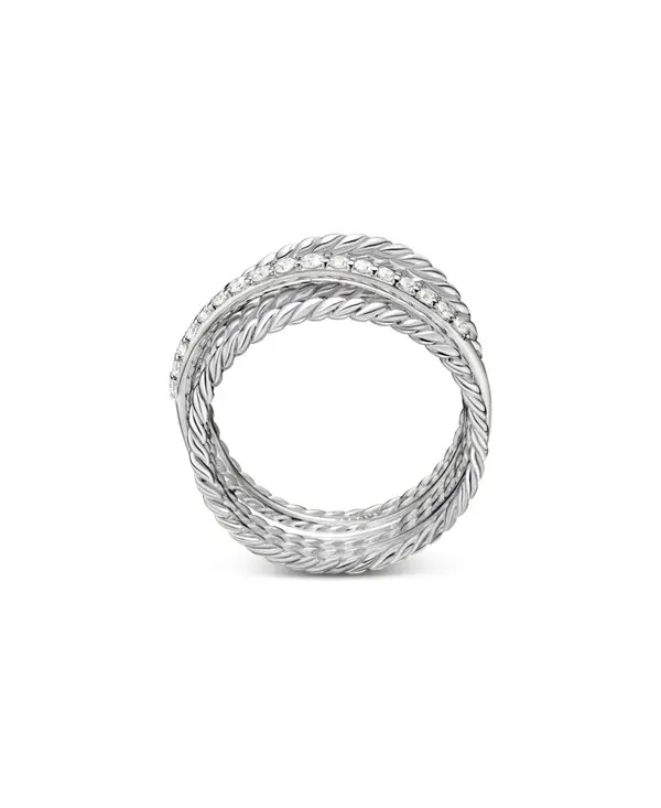 David Yurman Sterling Silver And Diamond Crossover Ring